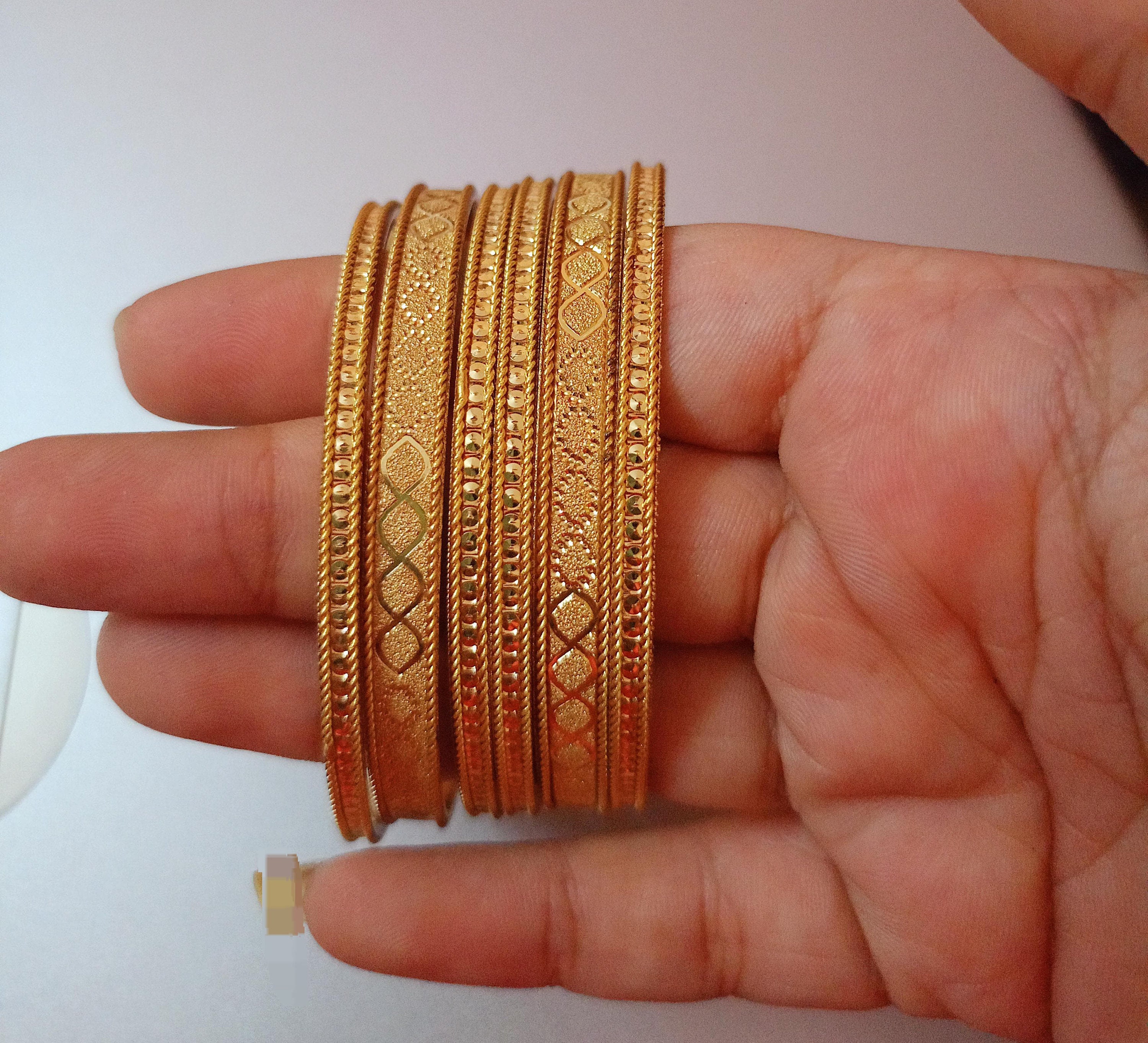 Set of 6hammered Gold Bangles, Gold Plated Bangles, Stacking Bangles ...