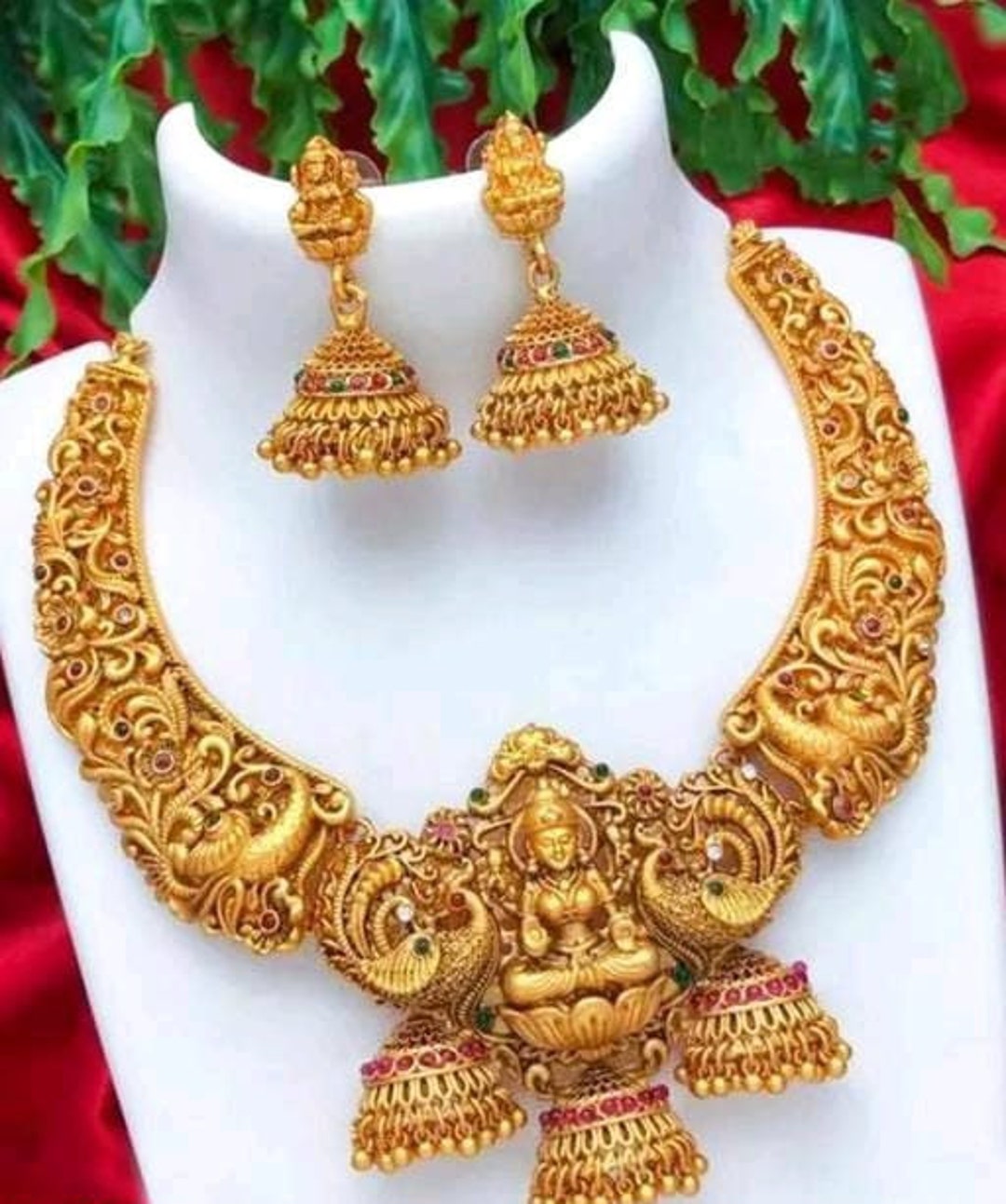 South Indian Temple Heavy Necklace/gold Plated Necklace/temple ...