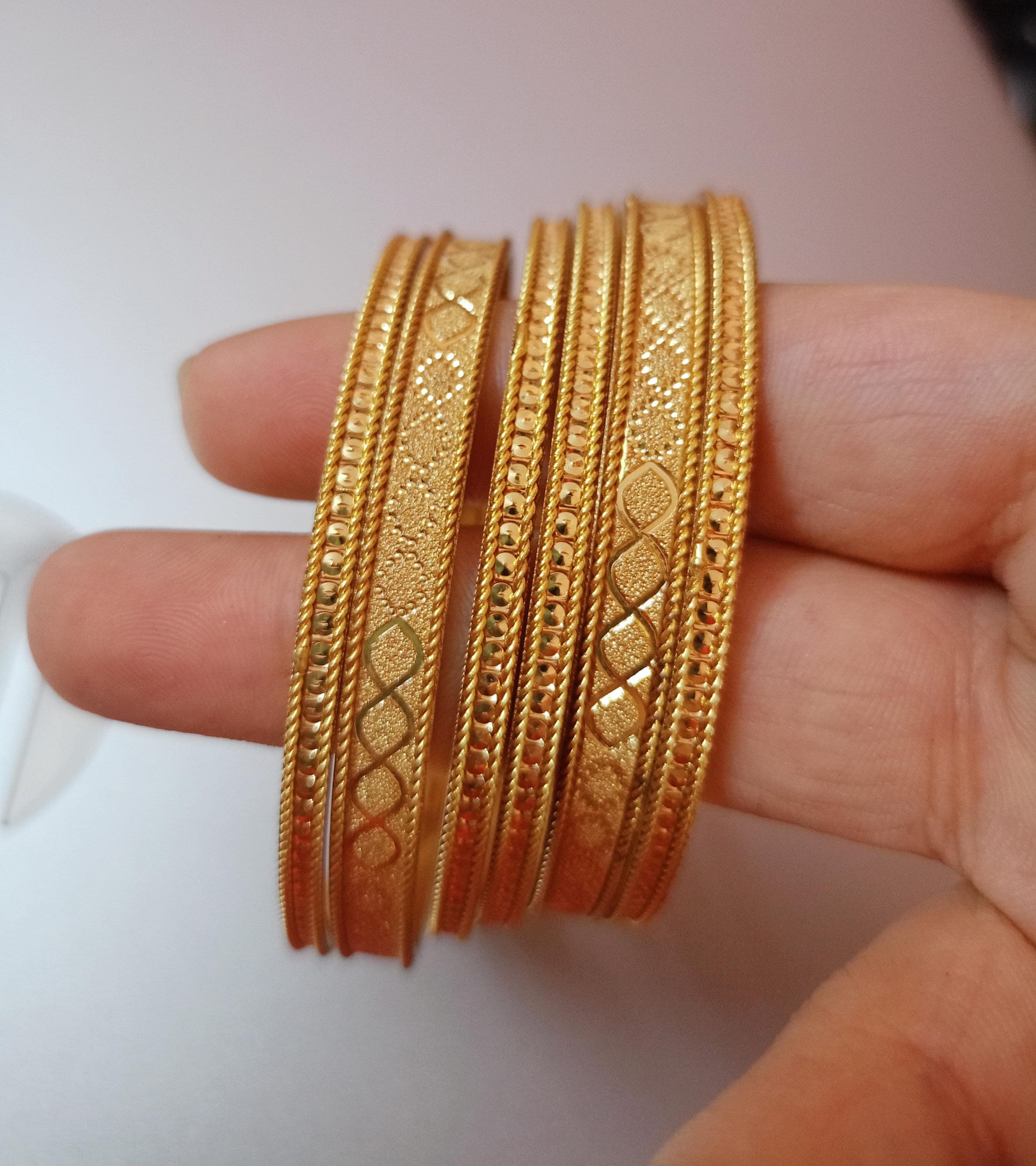 Set of 6hammered Gold Bangles, Gold Plated Bangles, Stacking Bangles ...