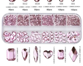 120 PC Rhinestone Shapes Nail Art Assorted 12 Different Styles in Small ...