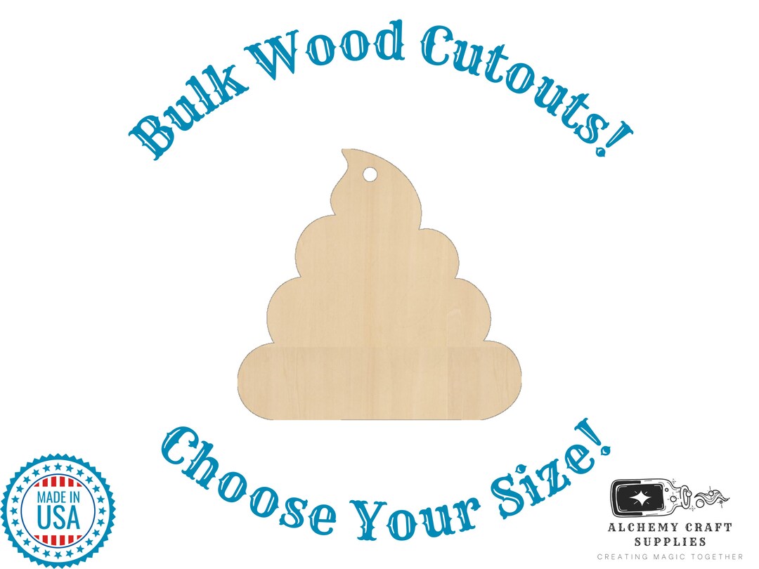 Wood Poop Unfinished Laser Cut Wood in Bulk, DIY Crafts, Jewelry ...