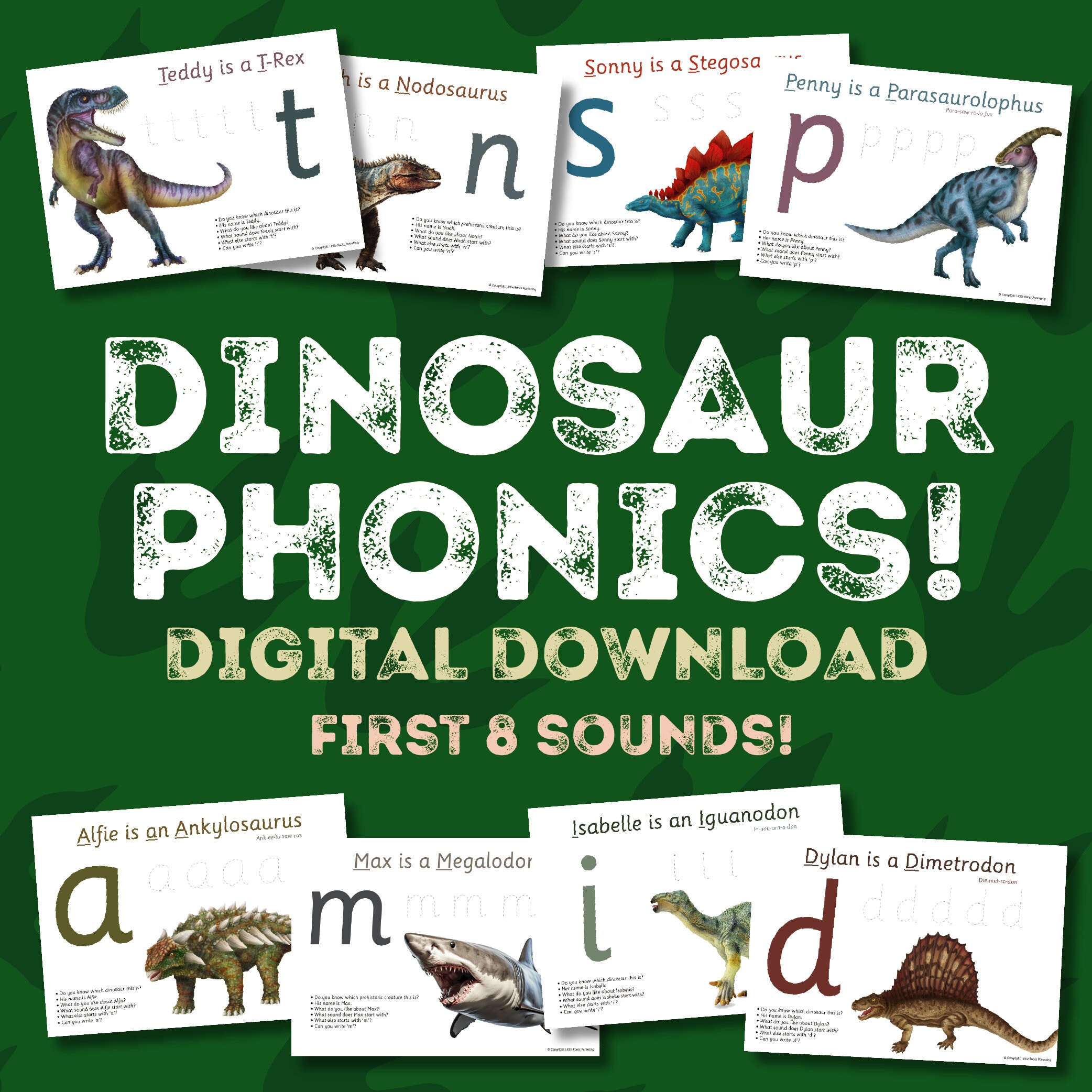 Dinosaur Phonics Digital Activity Sheets Realistic - Etsy