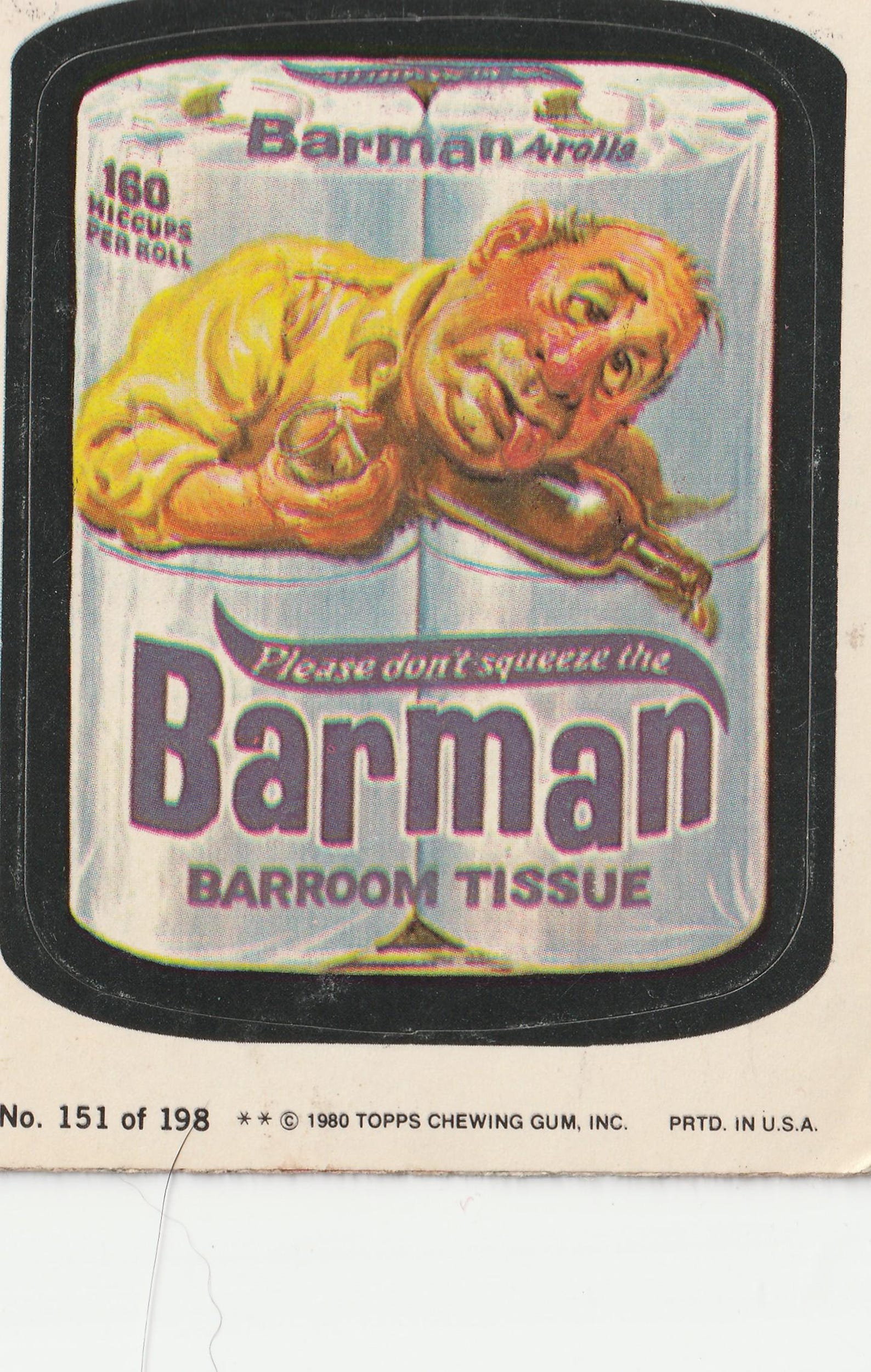 Barman – 1980 Wacky Packages Sticker - Etsy