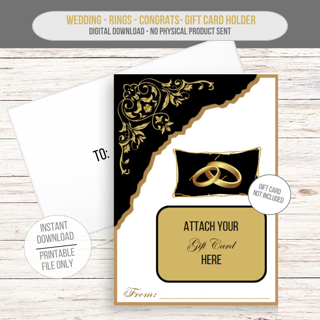 Wedding Rings Congrats Printable Gift Card Holder - Etsy