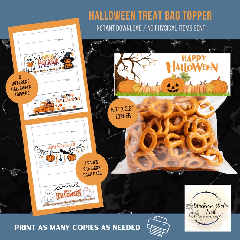 Halloween Printable Treat Bag Topper. 8 Different Designs to Be Added ...