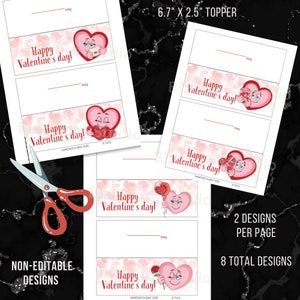 Heart Valentines Day Printable Treat Bag Toppers. 8 Different Designs ...