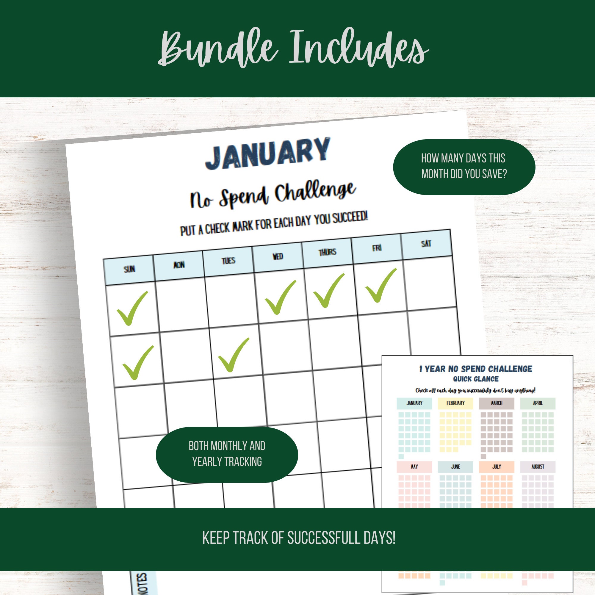 No Spend - Money Savings Challenge Printable Bundle, Financial ...