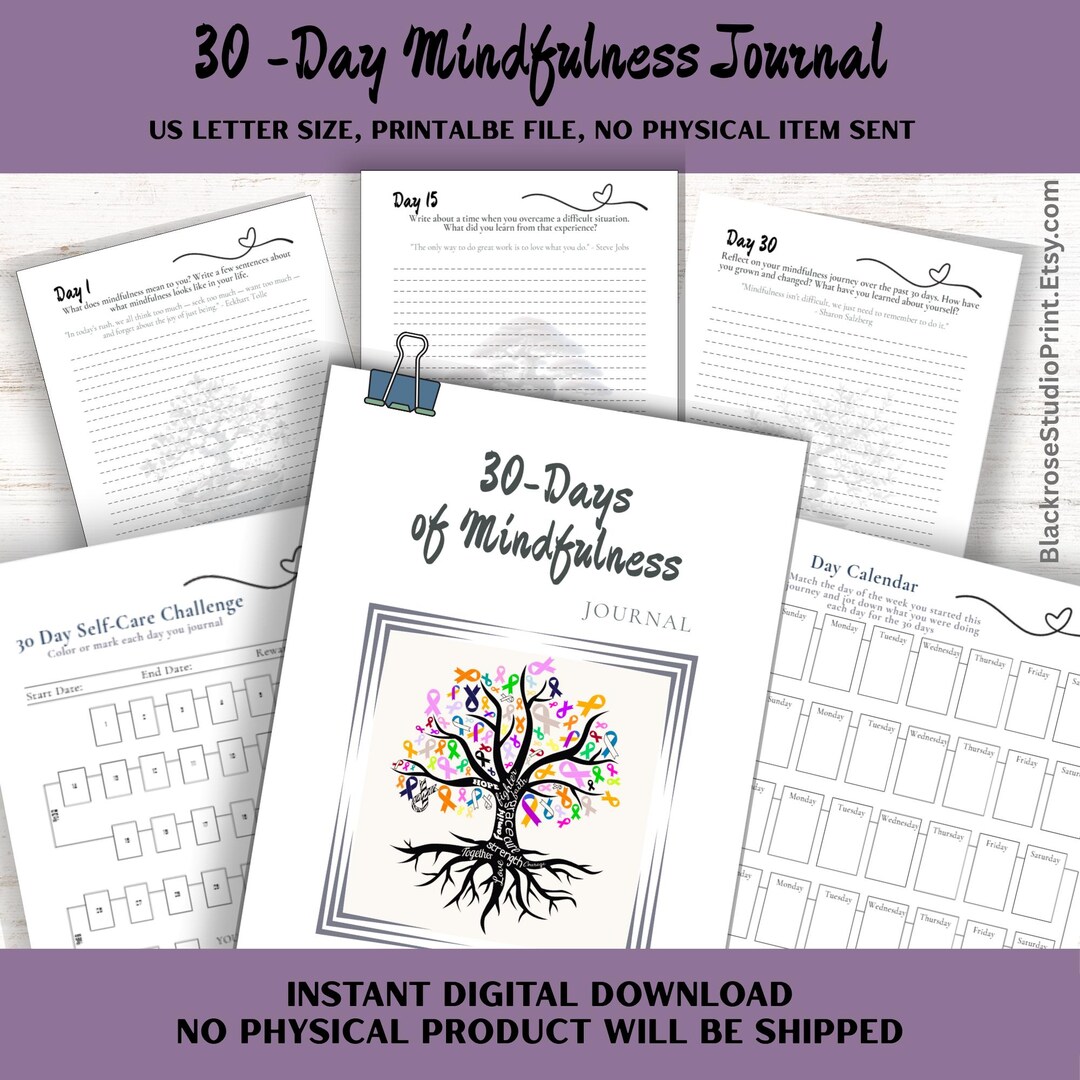 Printable 30-day Mindfulness Journal – Tree of Life for Cancer Support ...