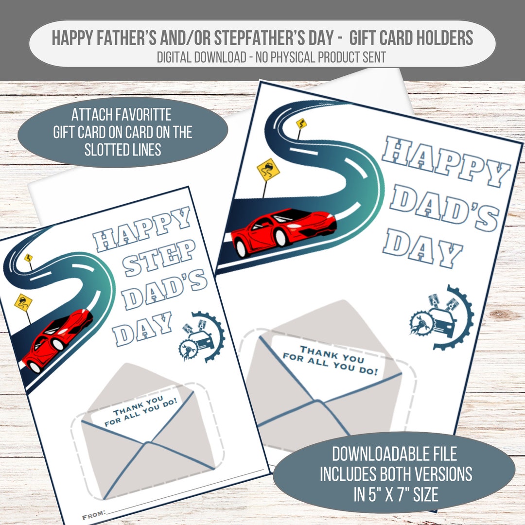 Car Themed - Happy Father's And/or Stepfather's Day Printable Gift Card ...