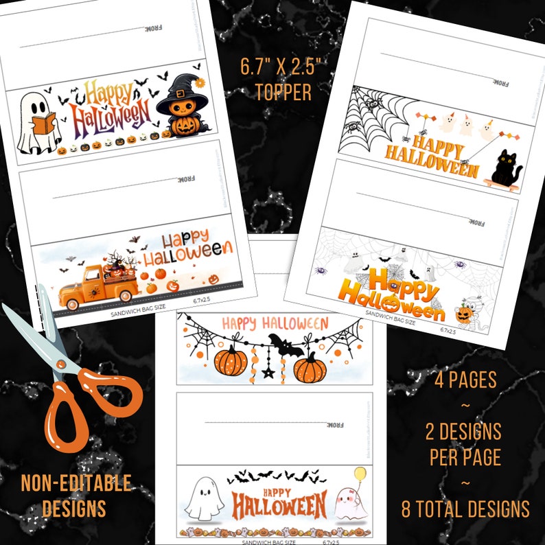 Halloween Printable Treat Bag Topper. 8 Different Designs to Be Added ...