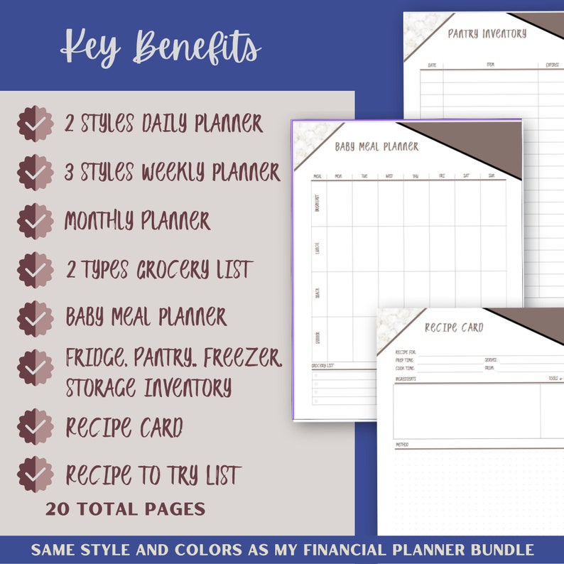 Meal Planner With Grocery List! Daily, Weekly, Monthly Printable ...