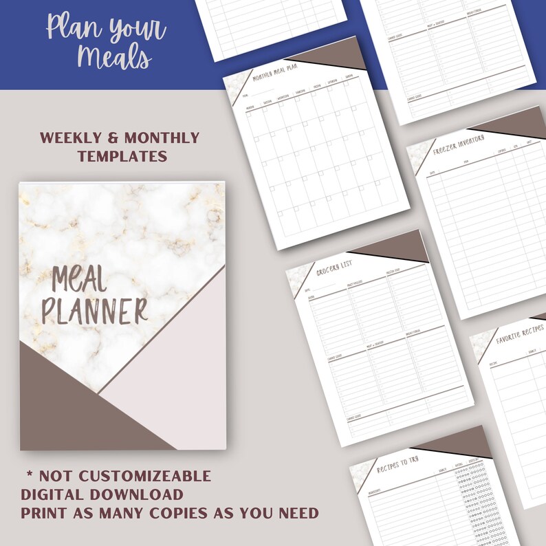 Meal Planner With Grocery List! Daily, Weekly, Monthly Printable ...