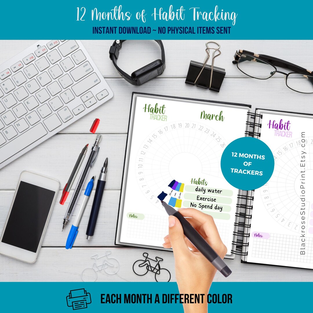 Habit Tracking for 12 Months! Track Goals, Moods, Non-spending Days ...