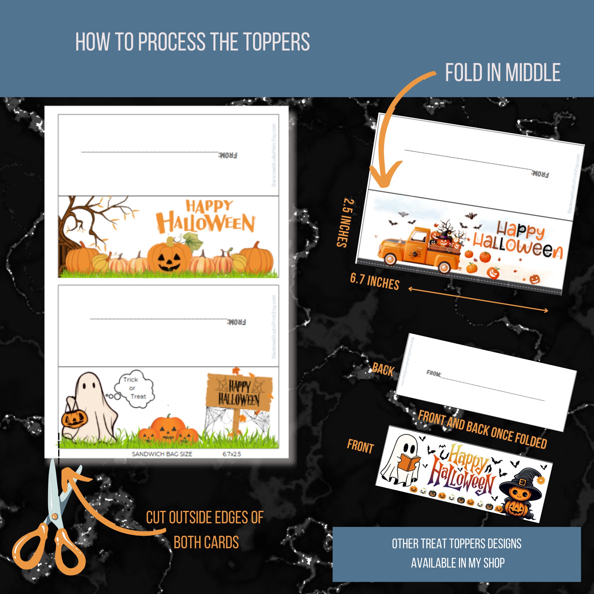 Halloween Printable Treat Bag Topper. 8 Different Designs to Be Added ...