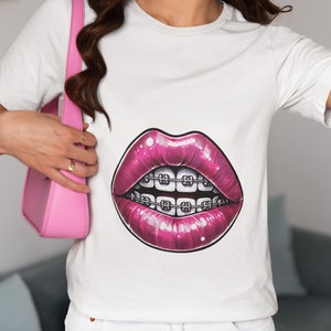 how to draw lips with braces