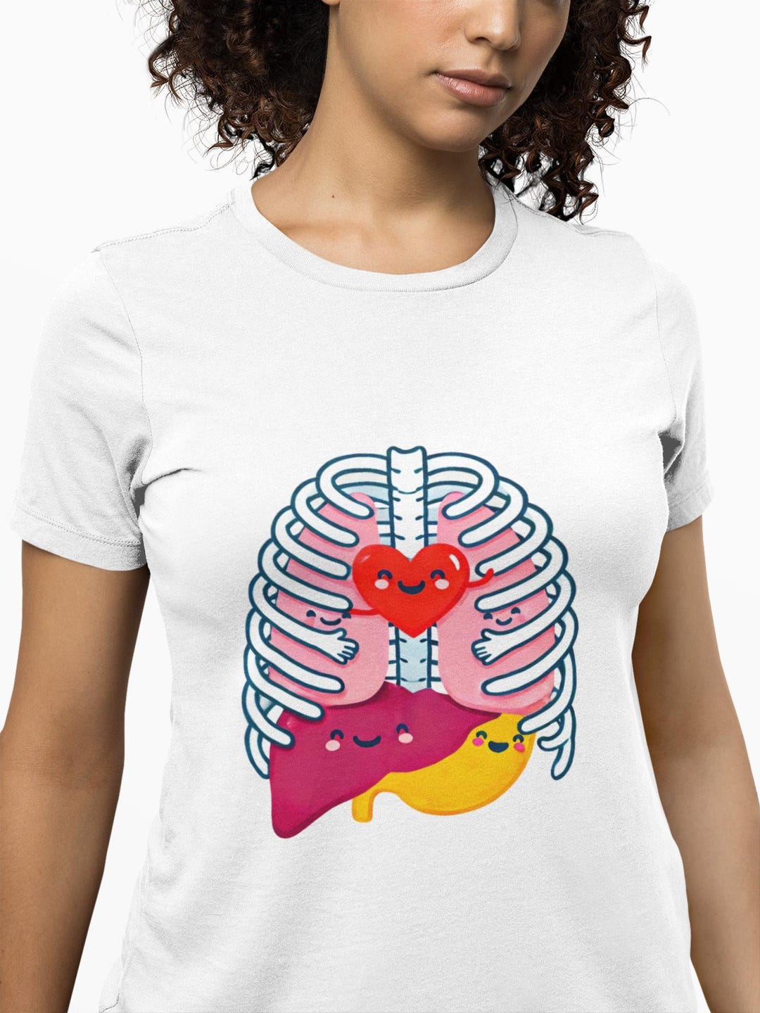 Cute Anatomy Unisex T-shirt, Happy Organs Graphic Novelty Tee, Funny ...
