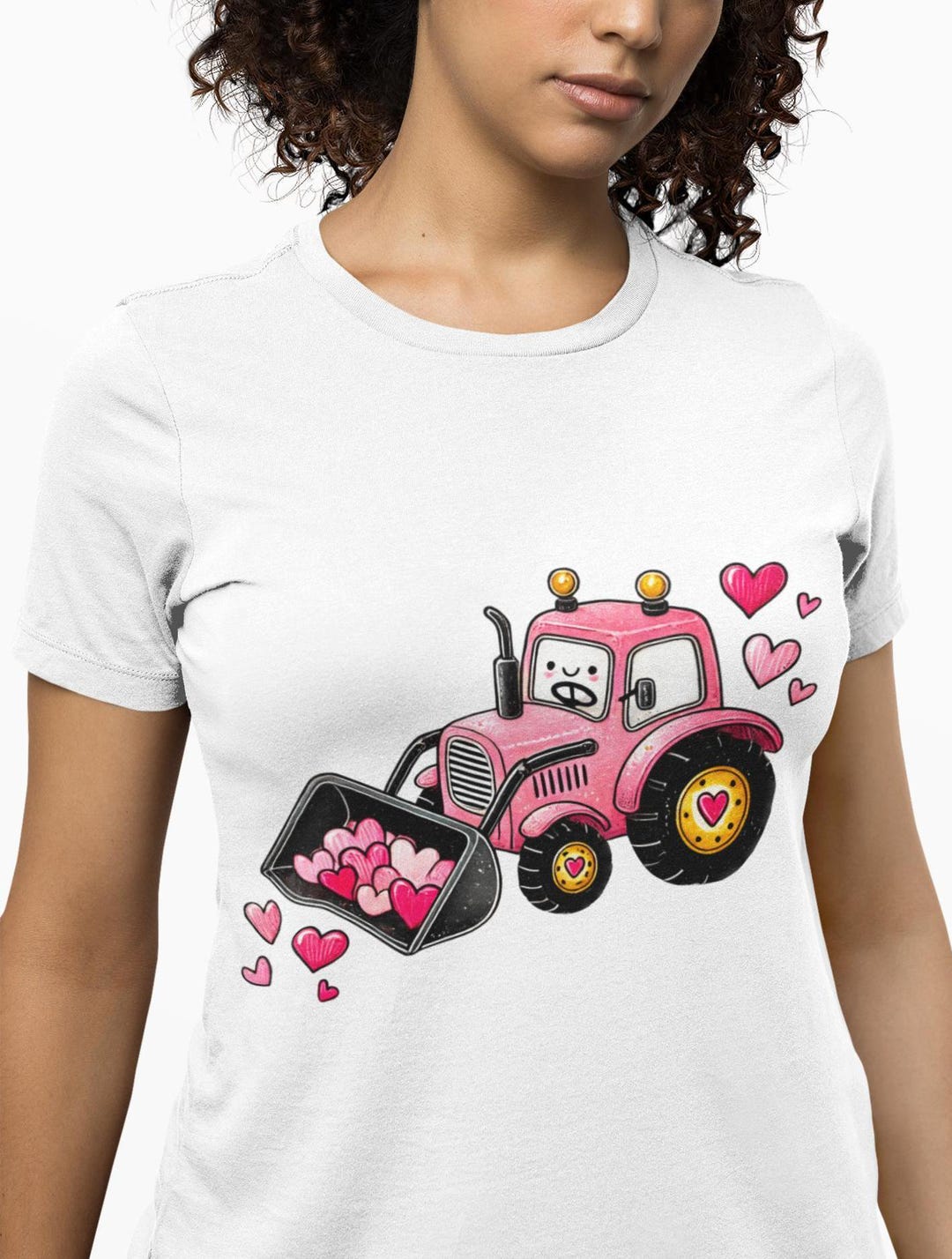 Cute Pink Tractor Love T-shirt, Kawaii Farm Vehicle With Hearts Tee ...
