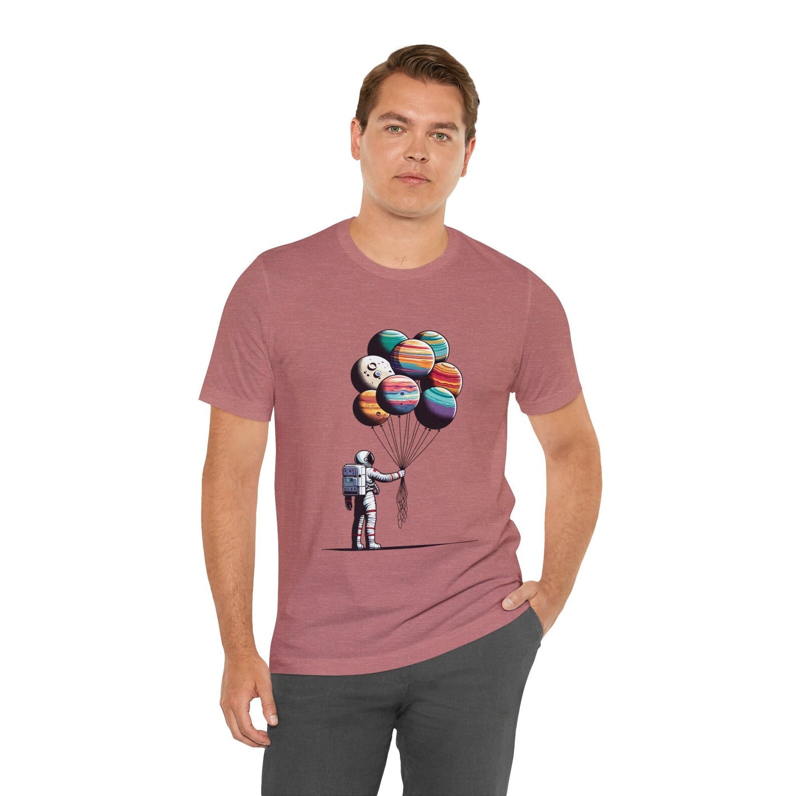 Astronaut & Planet Balloons Unisex T-shirt - Space Suit Adventure Tee ...