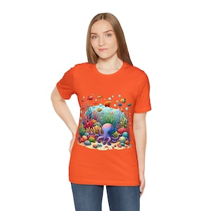 Underwater Life Unisex T-shirt - Watercolor Coral Reefs & Playful Fish ...