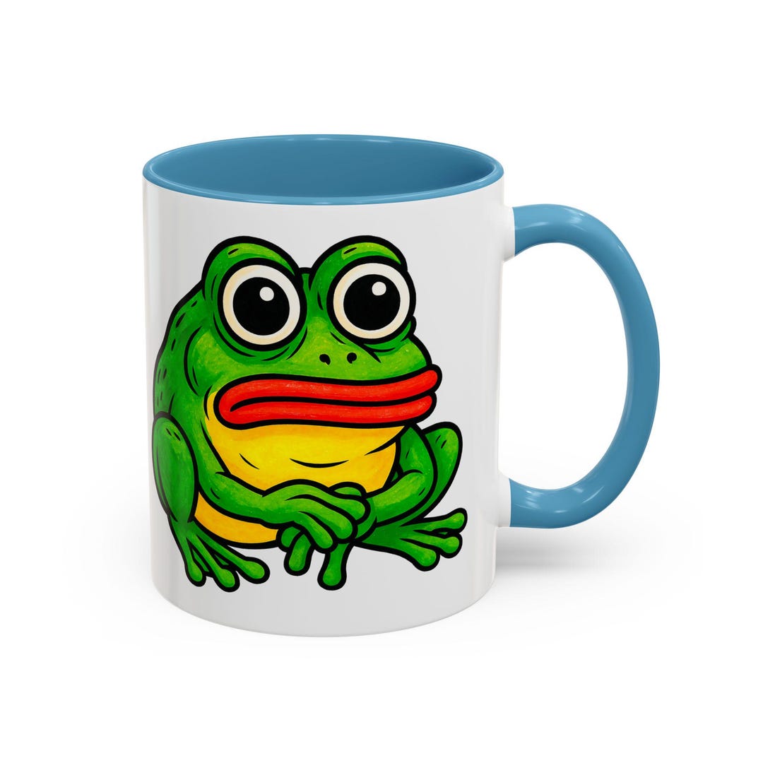 Funny Sad Frog Mug, Cartoon Meme Frog With Big Eyes and Red Lips ...