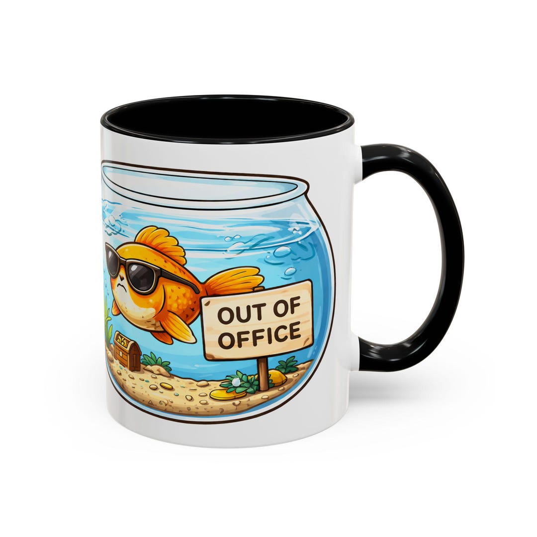 Out of Office Goldfish Mug, Funny Vacation Fishbowl Coffee Cup ...