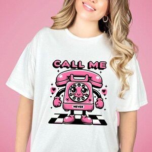 Unique Vintage Telephone T-shirt With 'call Me Never' - Perfect Unisex ...