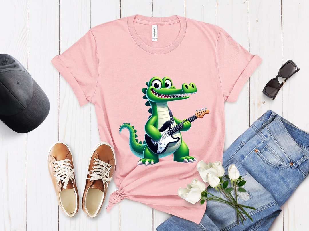 Rocking Croc Guitarist Tee Top Whimsical Animal Musician Shirt Fun ...