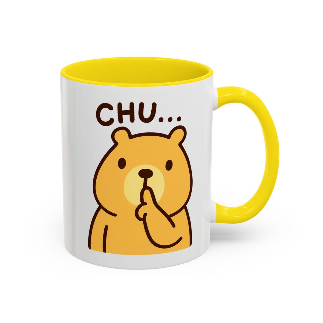 Kawaii Shh Bear Mug - Cute Quiet Please Coffee Cup, Adorable Cartoon ...