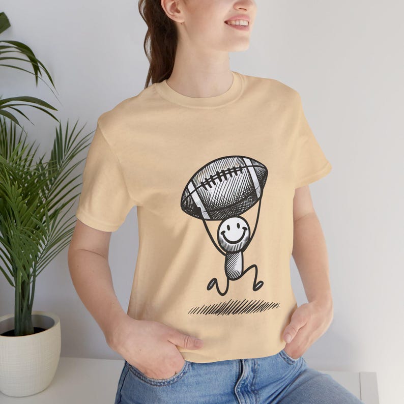 Unisex Funny Stick Figure Football T-shirt,playful Hand-drawn Novelty ...