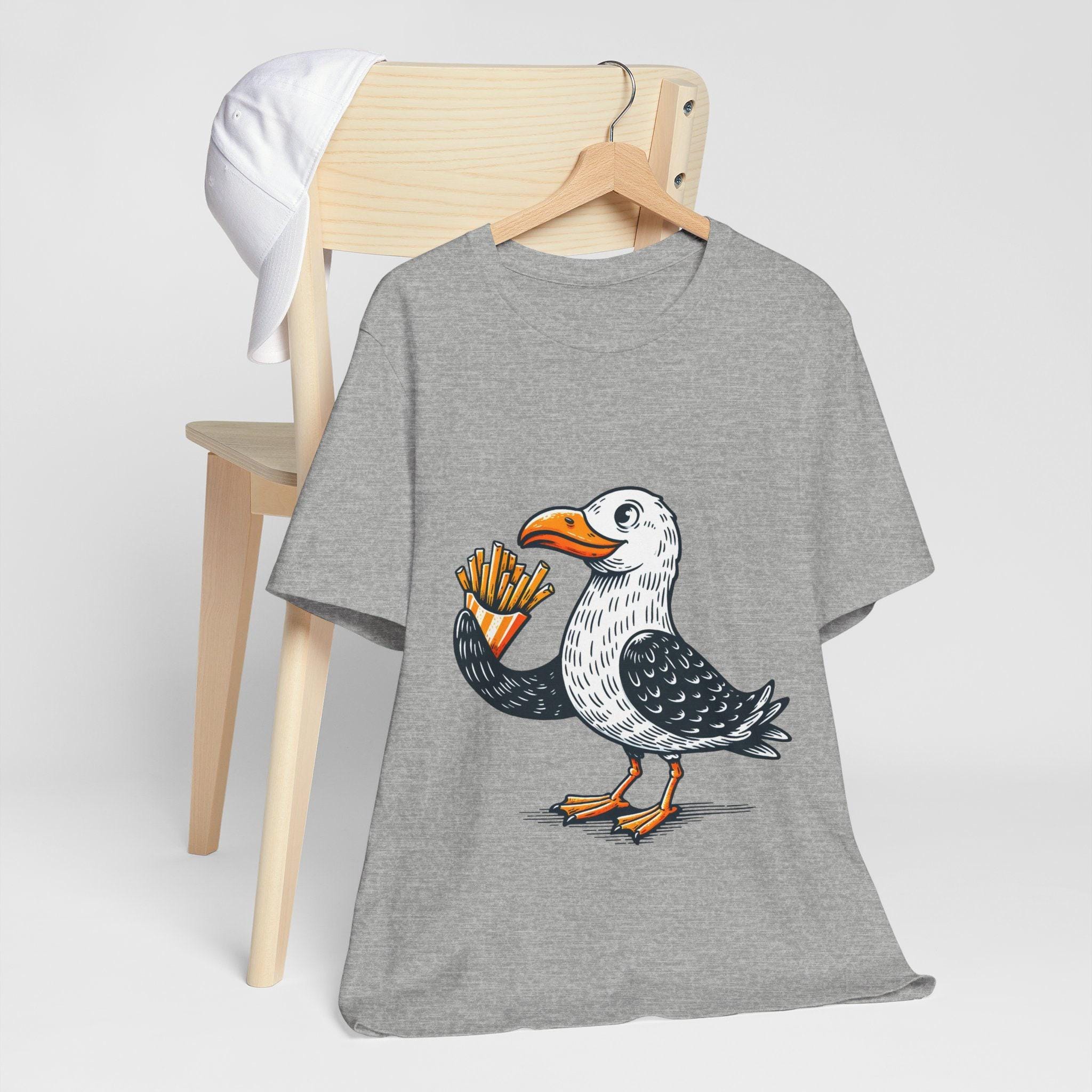 Funny Seagull T-shirt With French Fries, Unique Seagull Art Tee, Unisex ...
