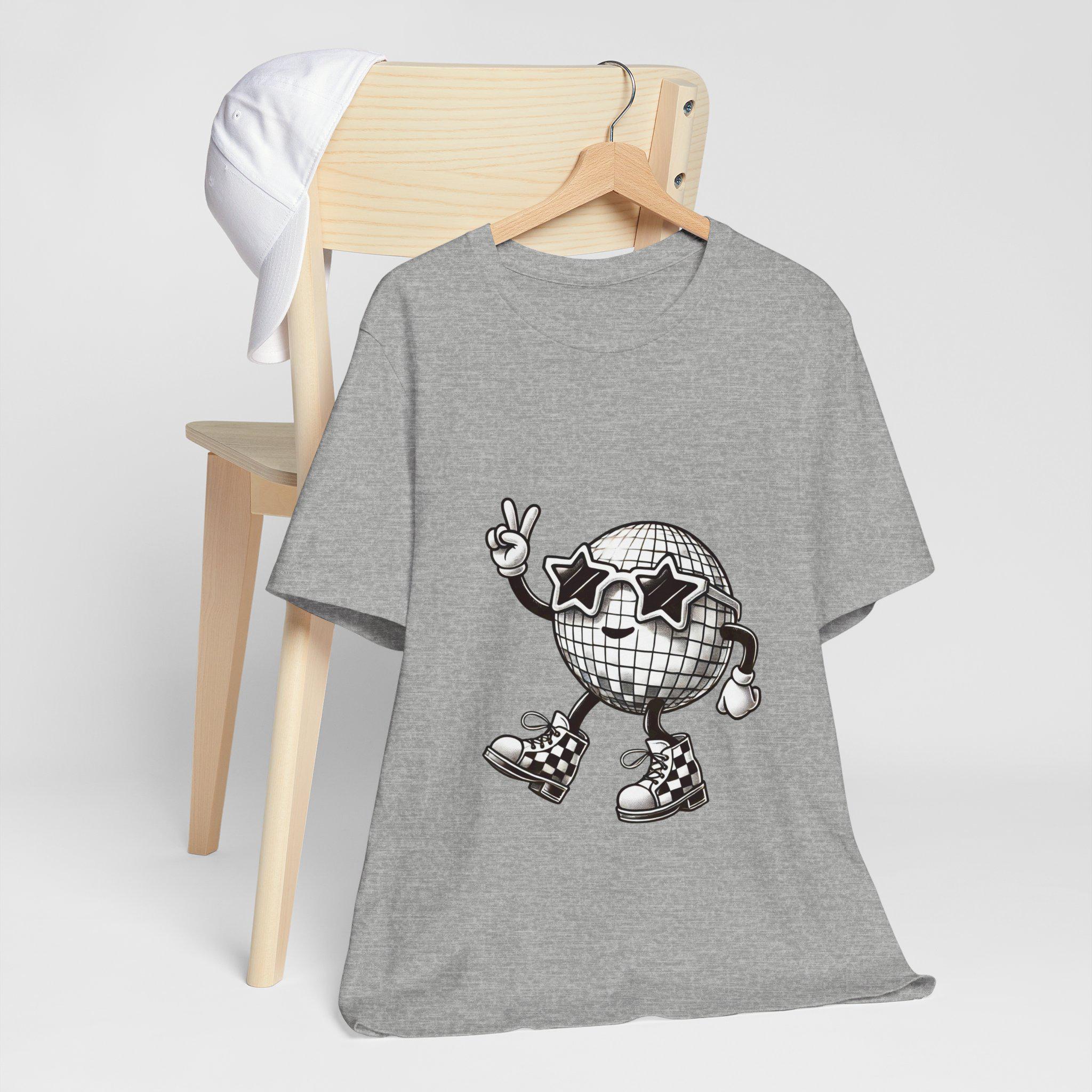 Cool Disco Ball T-shirt, Retro Star Glasses & Checkered Boots Tee,fun ...