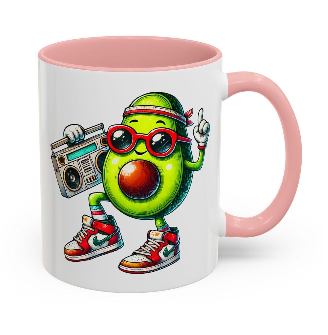 Funky Avocado Character With Boombox Coffee Mug - Retro Hipster Gift ...