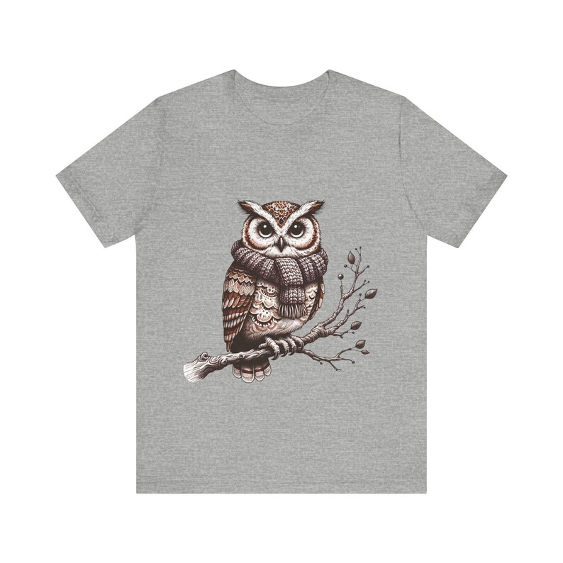 Artistic Owl Illustration Unisex Tee | Vintage Style Owl in Scarf Print ...