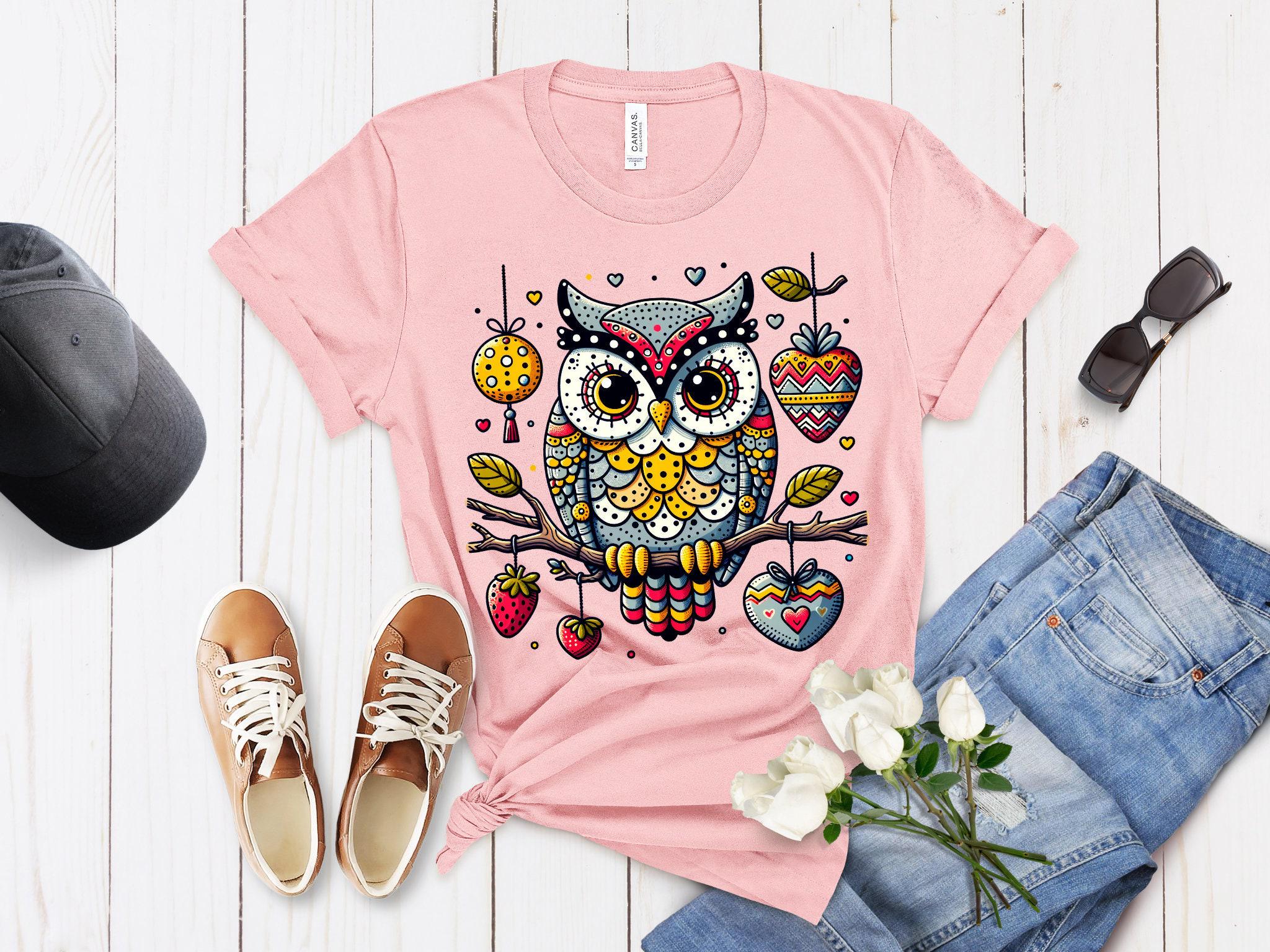 Stylish Unisex Abstract Owl T-shirt - Unique Owl Sitting on Branch DTG ...