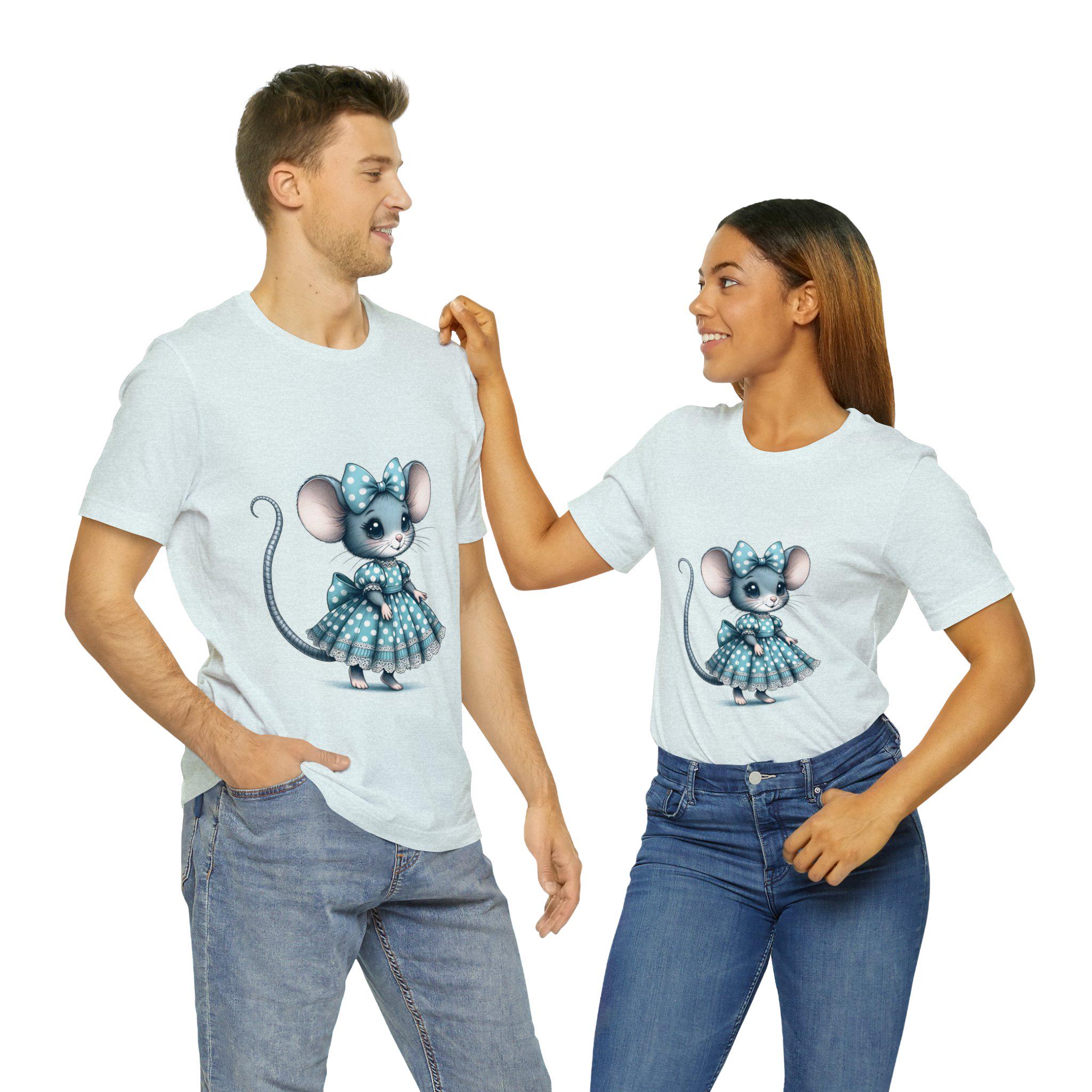 Adorable Polka Dot Dress Mouse T-shirt - Cute Animal Tee Top for All ...