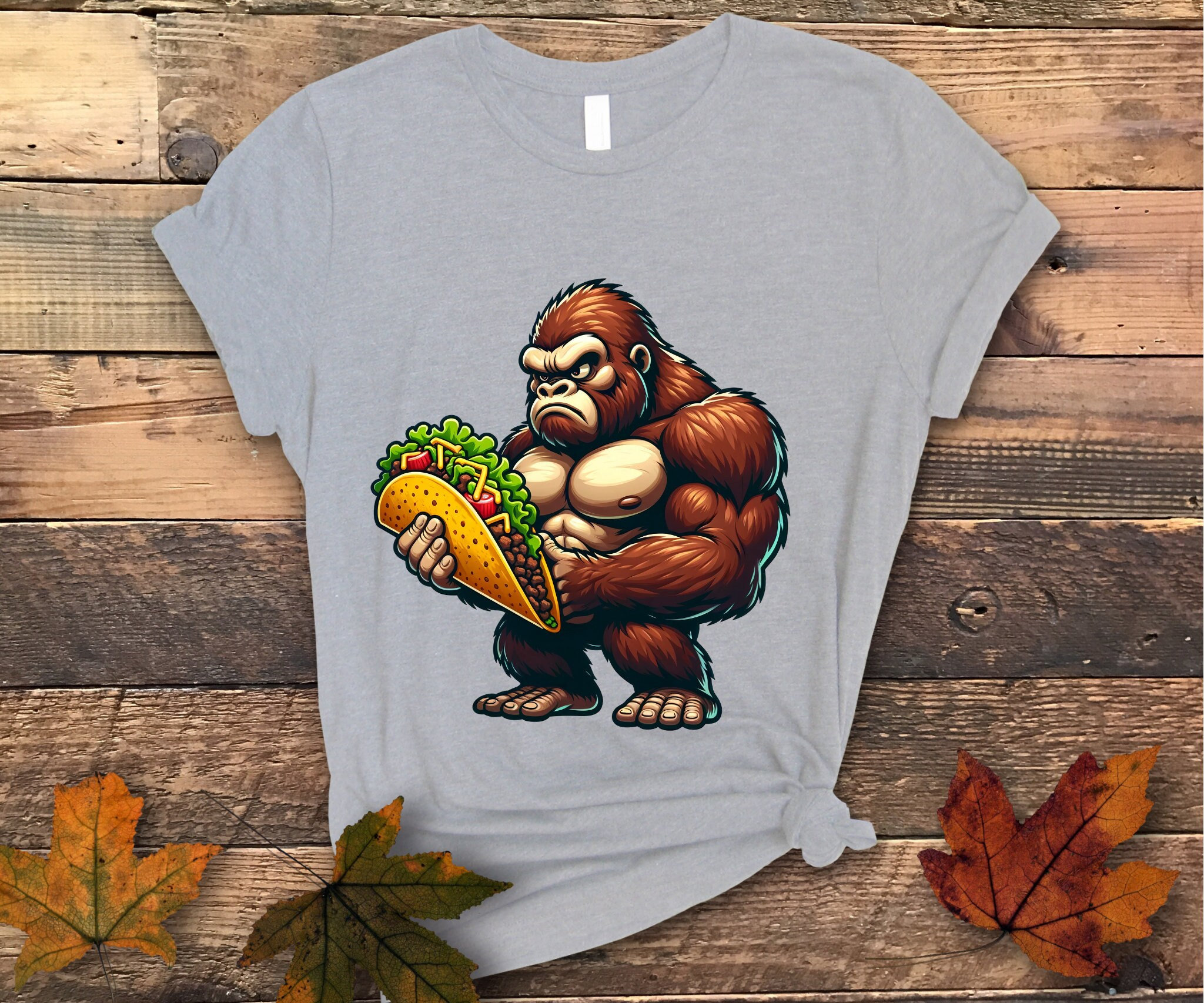 Muscular Gorilla Taco Lover Graphic Unisex T-shirt Unique Foodie ...
