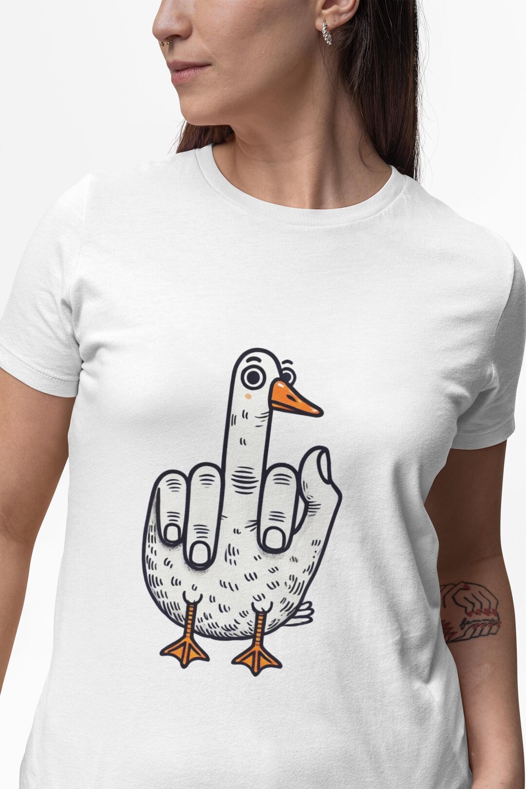 Funny Goose Middle Finger Unisex T-shirt,quirky & Bold Novelty Tee ...