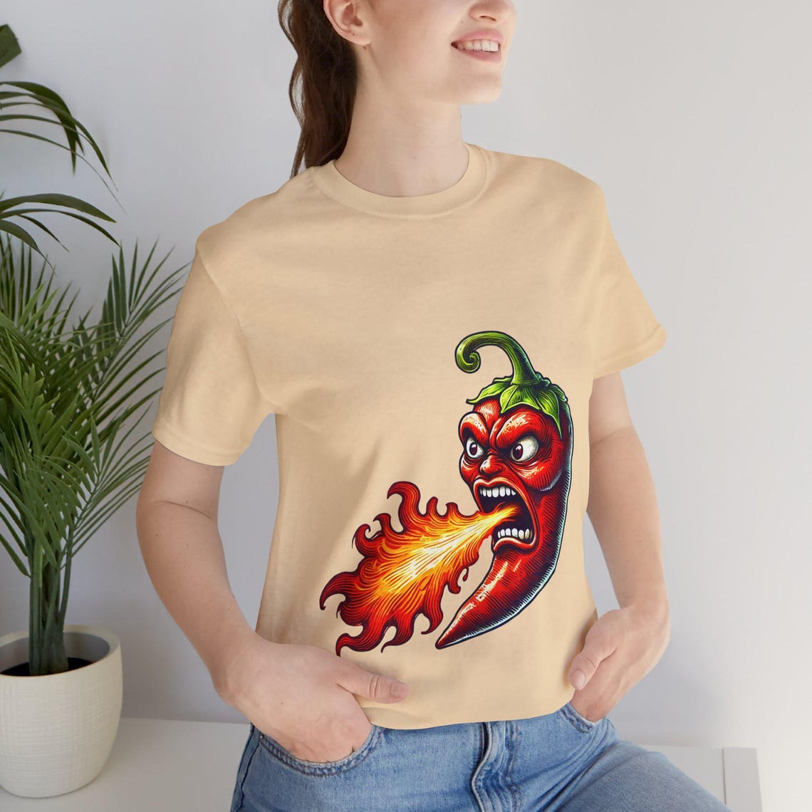 Spicy Red Chili Pepper Breathing Fire T-shirt for Hot Sauce Lover,funny ...