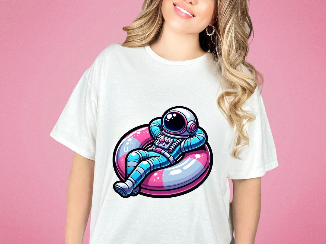 Space-themed Unisex T-shirt, Astronaut Lounging Shirt Design, Galaxy ...