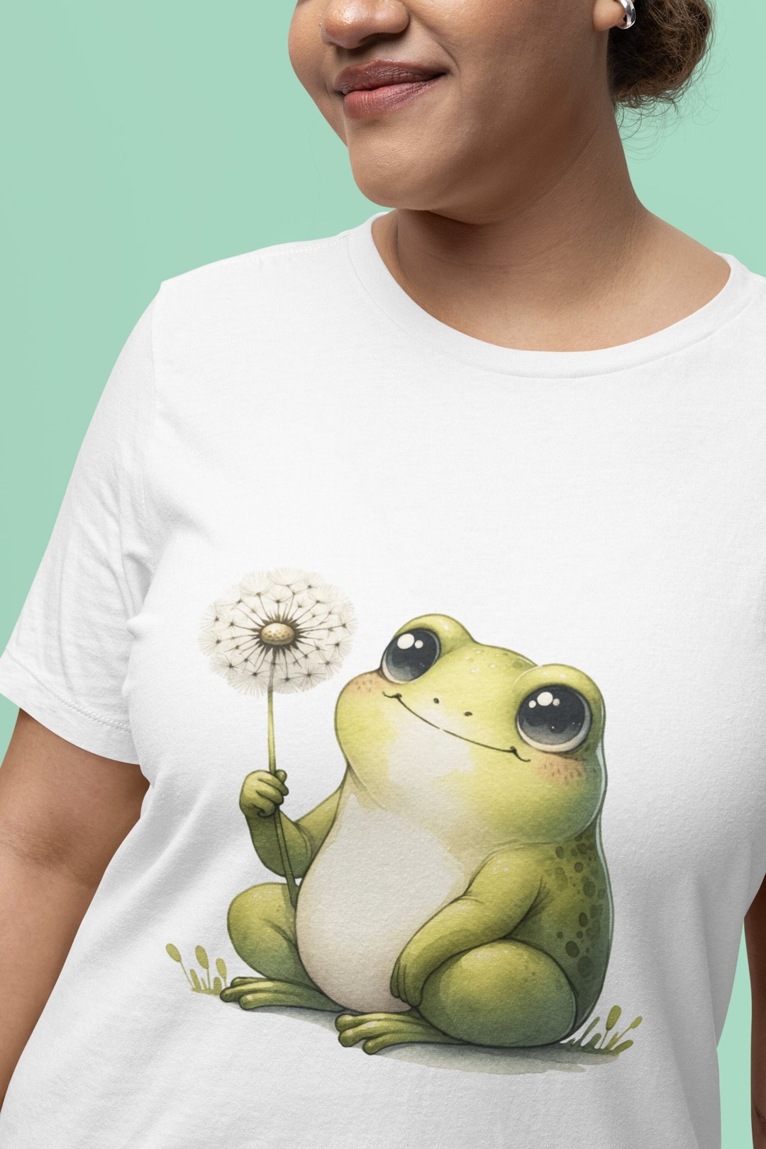 Adorable Frog Dandelion Wish Illustration Unisex T-shirt Graphic Nature ...