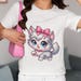 Adorable Cartoon Kitten T-shirt, Cute Cat Tee Top, Unisex Casual Wear ...