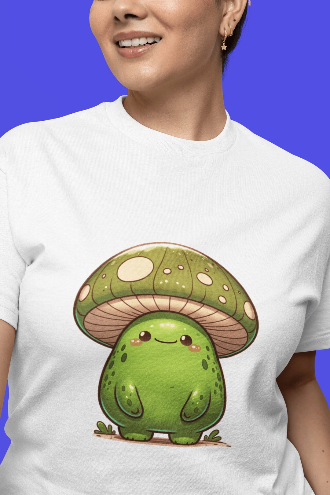 Adorable Unisex Cartoon Mushroom-frog Hybrid T-shirt Cute Fantasy ...
