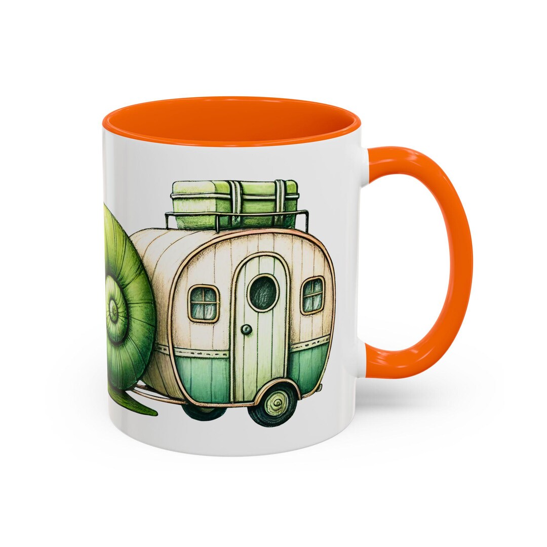 Funny Snail Camper Mug, Cute Travel Snail With Caravan Shell Coffee Cup ...