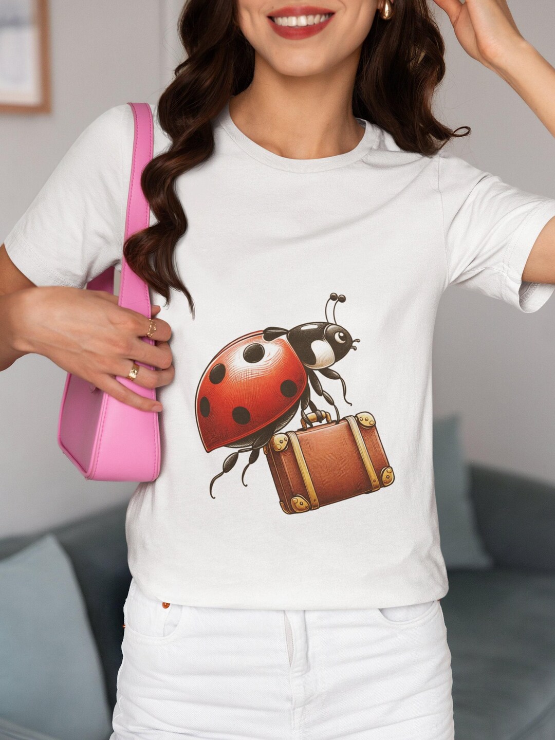 Whimsical Ladybug Adventure T-shirt - Cute Ladybug With Suitcase ...