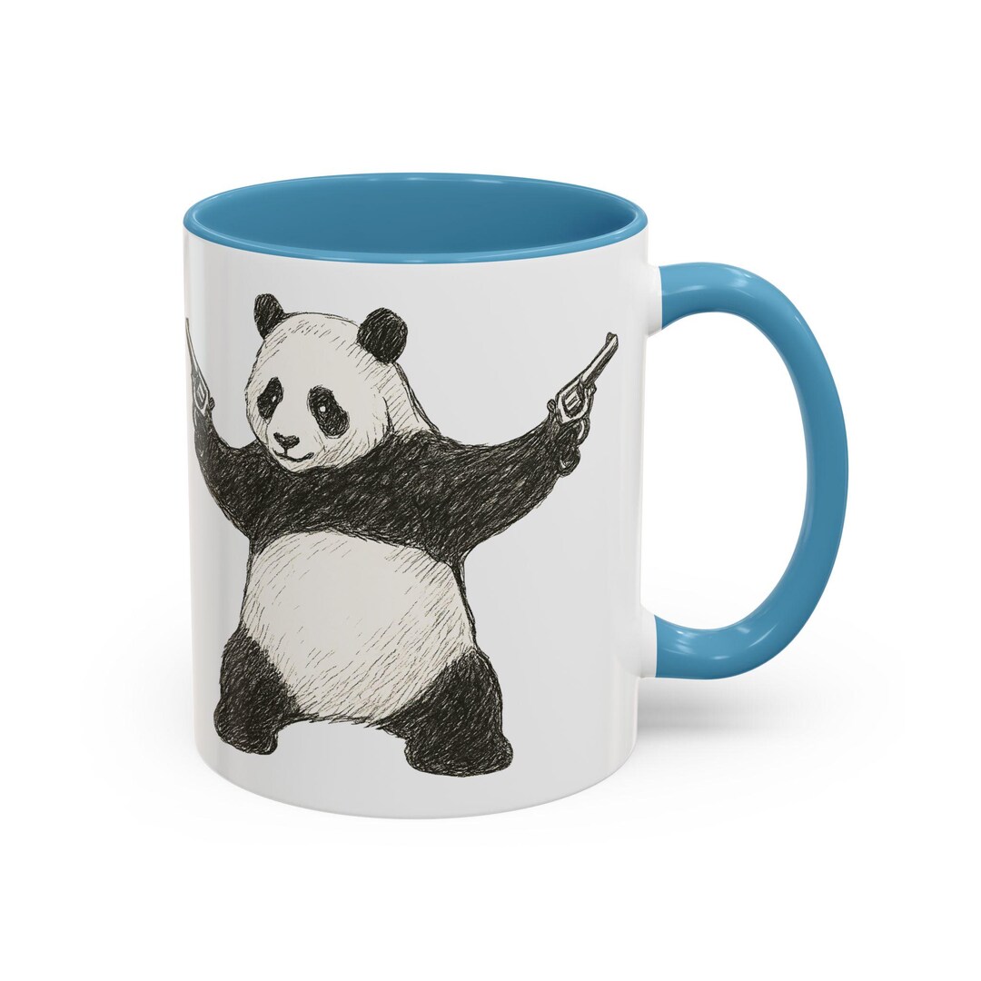 Gangster Panda Mug With Guns, Cute & Edgy Black and White Coffee/tea ...