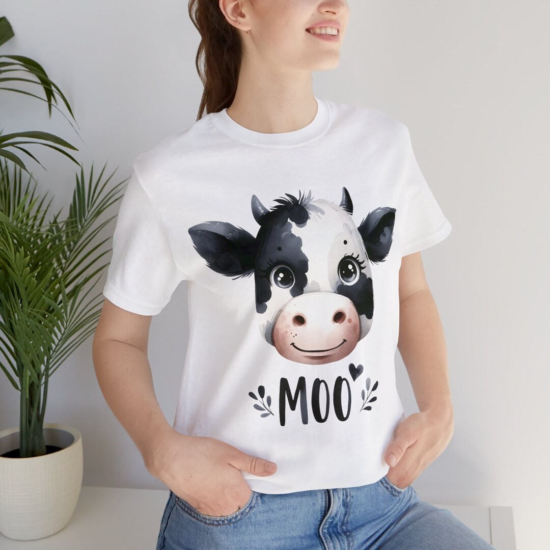 Friendly Cow Face 'moo' T-shirt - Unisex, Comfortable Cotton, DTG ...