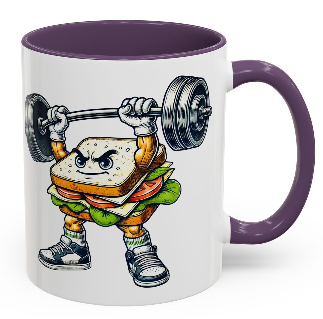Gym Sandwich Mug, Strong Sandwich Lifting Weights Coffee Cup, Fitness ...