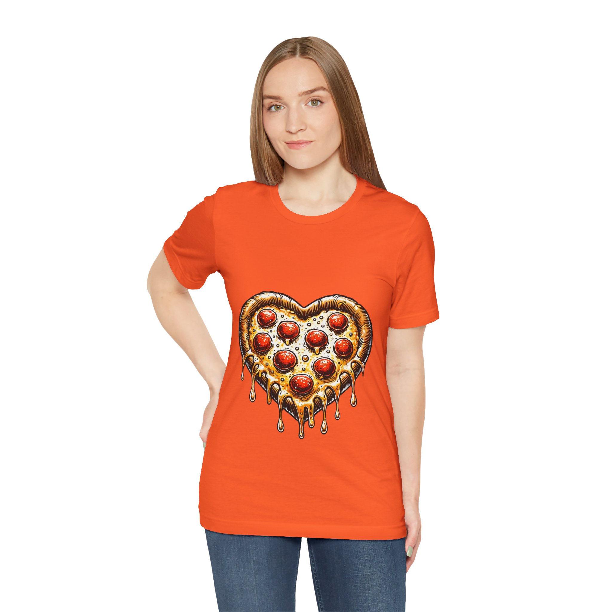 Heart-shaped Pepperoni Pizza T-shirt | Unisex Food Lover Graphic Tee ...