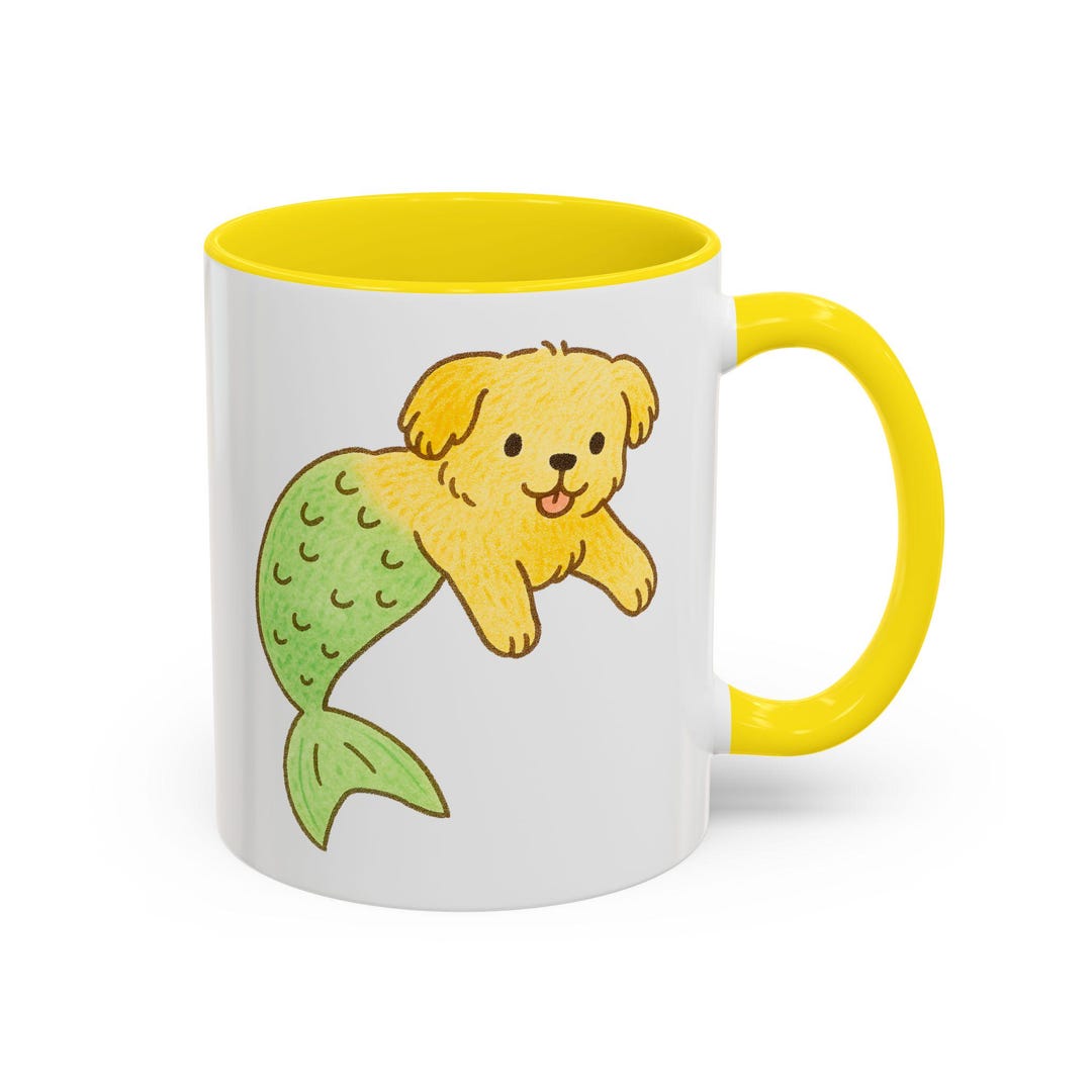 Mer-dog Mug, Cute Puppy Mermaid Cartoon Coffee Cup for Dog Lovers ...