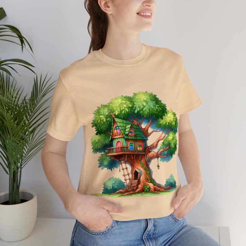 Nature-inspired Unisex T-shirt - Sturdy Treehouse Design With Lush ...